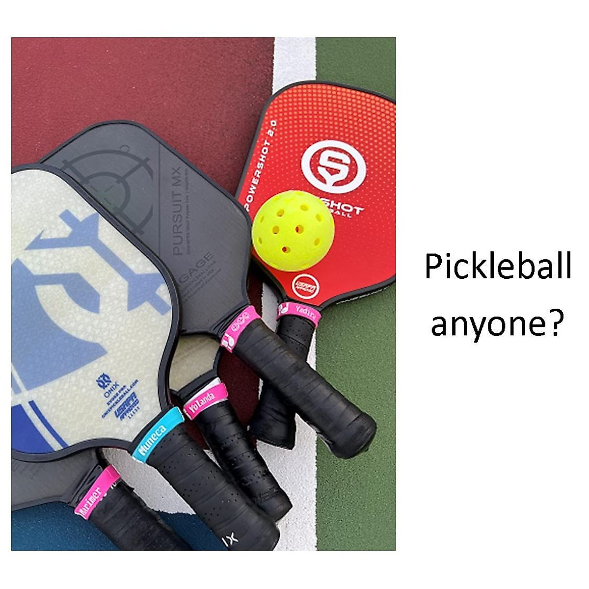iPdlz Customized Silicone Grip Bands- Pickleball, Tennis, Padel, Beach Tennis, Paddles, Rackets, Baseball Bats, Hockey Sticks (Hot Pink)