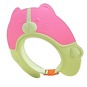 Reidio Baby Shower Cap Bathing Protection Silicone Adjustable Foldable Hair Washing Hat Shampoo Cap for Baby Toddler Kid Portable (Pink)