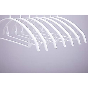 Cocomaya 16.5 Inch White No Shoulder Bumps No Mark Non-Slip Rubber Coated Contour Metal No Bumps Hanger, Sweater Hanger, T-Shirt Hanger Suit Hanger with Pants Bar Pack of 10 (White, 10)