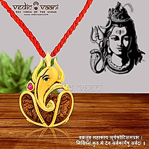 Vedic Vaani Certified 1-14 Mukhi Siddhi Java Rudraksha Bracelet | 1-Face Ek Mukhi Ganesha Vighnaharta Rudraksh Locket (Pack of 2)