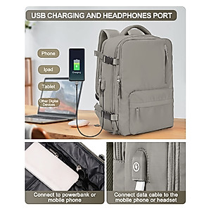 VGCUB Large Travel Backpack,Carry on Backpack for Women Men Airline Approved Gym Backpack Waterproof Business Laptop Daypack,White Brown