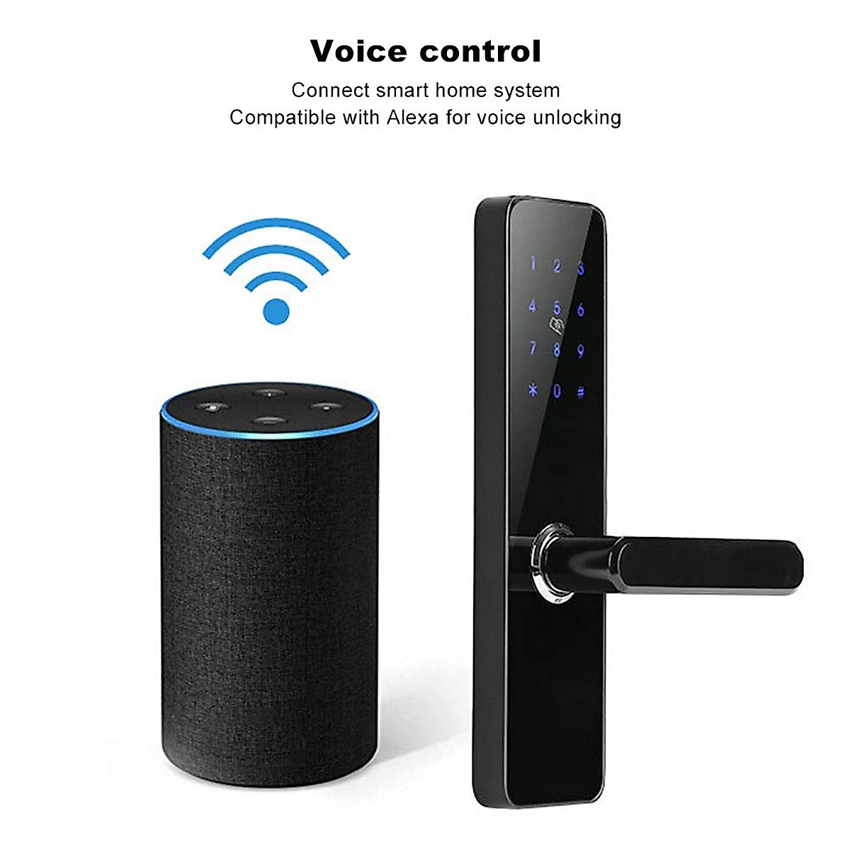 4in1 Keyless Entry Smart Door Lock, Digital Smart Door Lock APP Cards Password Keypad for Amazon for Google Home Voice Control