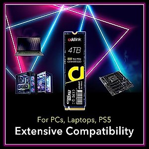 Addlink S95 4TB SSD for PC Storage Upgrade 7200 MB/s Maximum Read Speed PCIe NVMe Gen4 Internal Solid State Hard Drive - M.2 2280 TLC 3D NAND SSD (ad4TBS95M2P) Made in Taiwan