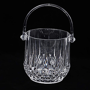 Crystal Ice Bucket, Small Clear Acrylic Ice Cube Container Champagne Beer Wine Chiller with Handle for Freezer Cocktail Bar Party, 4.7 x 4.7 x 4.9 in