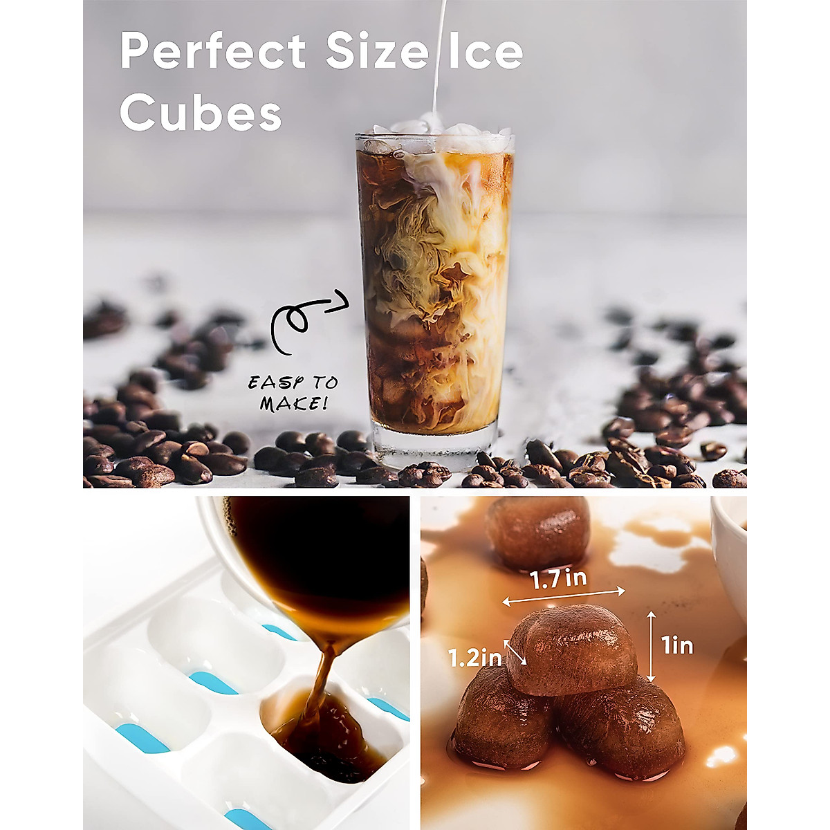ICEXXP Ice Cube Trays for Freezer, 4 Pack Easy Release & Flexible Silicone Ice Cube Trays with Lids, BPA Free & Odor Free for Cocktail, Coffee, Stackable Plastic Ice Trays for Freezer with Covers
