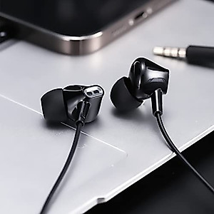 Aylaa Wired Earbuds Headphones with Microphone Noise Isolating Stereo Bass in-Ear Earphones – for Smartphones, Tablets, Schools, Ipads, Multiuse - 3.5mm Plug in Audio Jack - Black