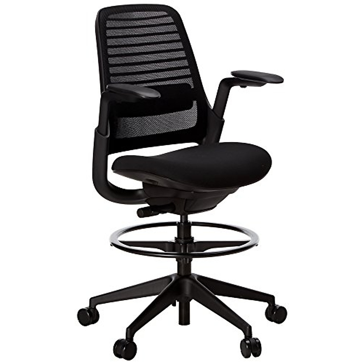 Steelcase Series 1 Stool Chair, Graphite Frame with 3D Microknit Fabric (Licorice)