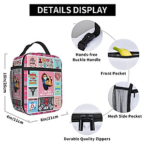 Kaeddi Nurse Lunch Bag Heat Insulated Lunch Box Leakproof Durable Portable Reusable Handbags Large Capacity Thermal Cooler Black One Size