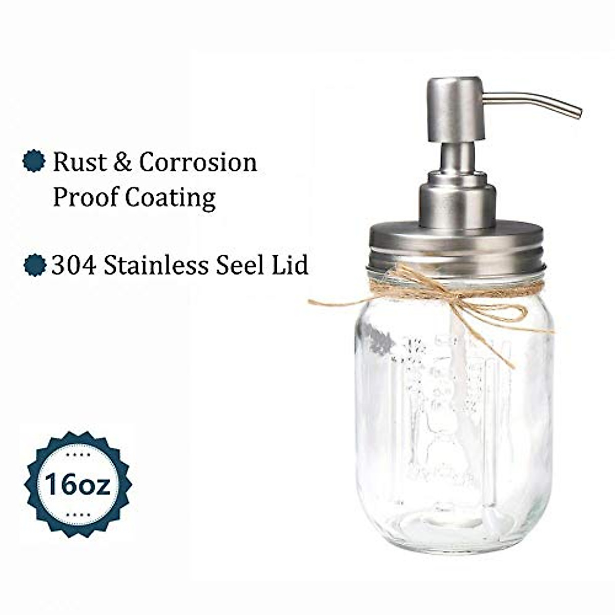 Mason Jar Bathroom Accessories Set - Lotion Soap Dispenser, 2 Apothecary Jars, Toothbrush Holder, Rustic Farmhouse Decor Apothecary Jars Bathroom Countertop Vanity Organizer (Silver)