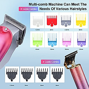 Lanumi Men Hair Clippers & Trimmers Set Cordless Barber Clipper for Hair Cutting Kit with Colored Guide Combs Professional Beard Trimmer Barbers USB Rechargeable