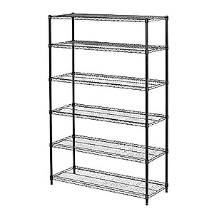 Alera NSF Certified 6-Shelf Wire Shelving Kit, 48w x 18d x 72h, Black Anthracite