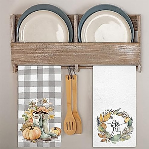 GAGEC Fall Kitchen Towels Watercolor Pumpkin Floral Fall Dish Towels Set of 4, Autumn Holiday Tea Towel 18 x 26 Inch Hand Drying Cloth Towel for Kitchen Home Decoration