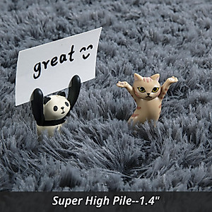 HOMBYS Fluffy Large Area Rug for Living Room 9x12 Feet, 2.4" Plush Dark Grey Carpets for Bedroom Childern Nursery Teens Room, Super Soft Shaggy Furry Rugs Machine Washable Home Decor