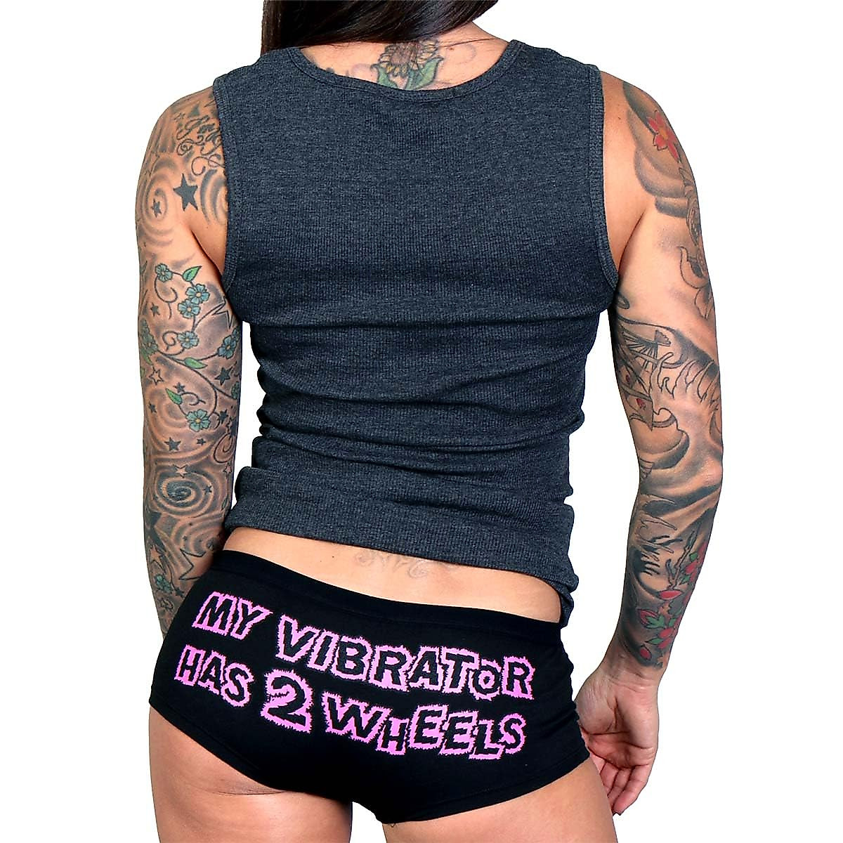 Hot Leathers Women's My Vibrator Has Two Wheels Boy Shorts (Multicolor, X-Large)