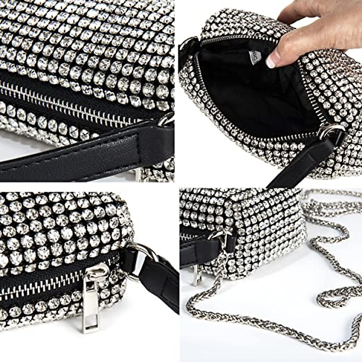 Eiyye Crystal Rhinestone Crossbody Bag Women's Evening Bag Rhinestone Black Shoulder Bag For Party Wedding Handbags