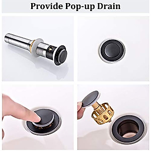 Anpean Single Handle Bathroom Sink Faucet 1-Hole with Pop-Up Drain and Water Supply Lines, Matte Black