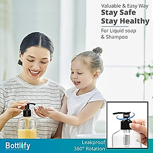 4 PCS Refillable Shampoo and Conditioner Bottles with Pump 8oz – Clear Plastic Pump Bottles Dispenser Empty - BPA Free Leak Proof Hand soap Dispenser Set with Travel Lock