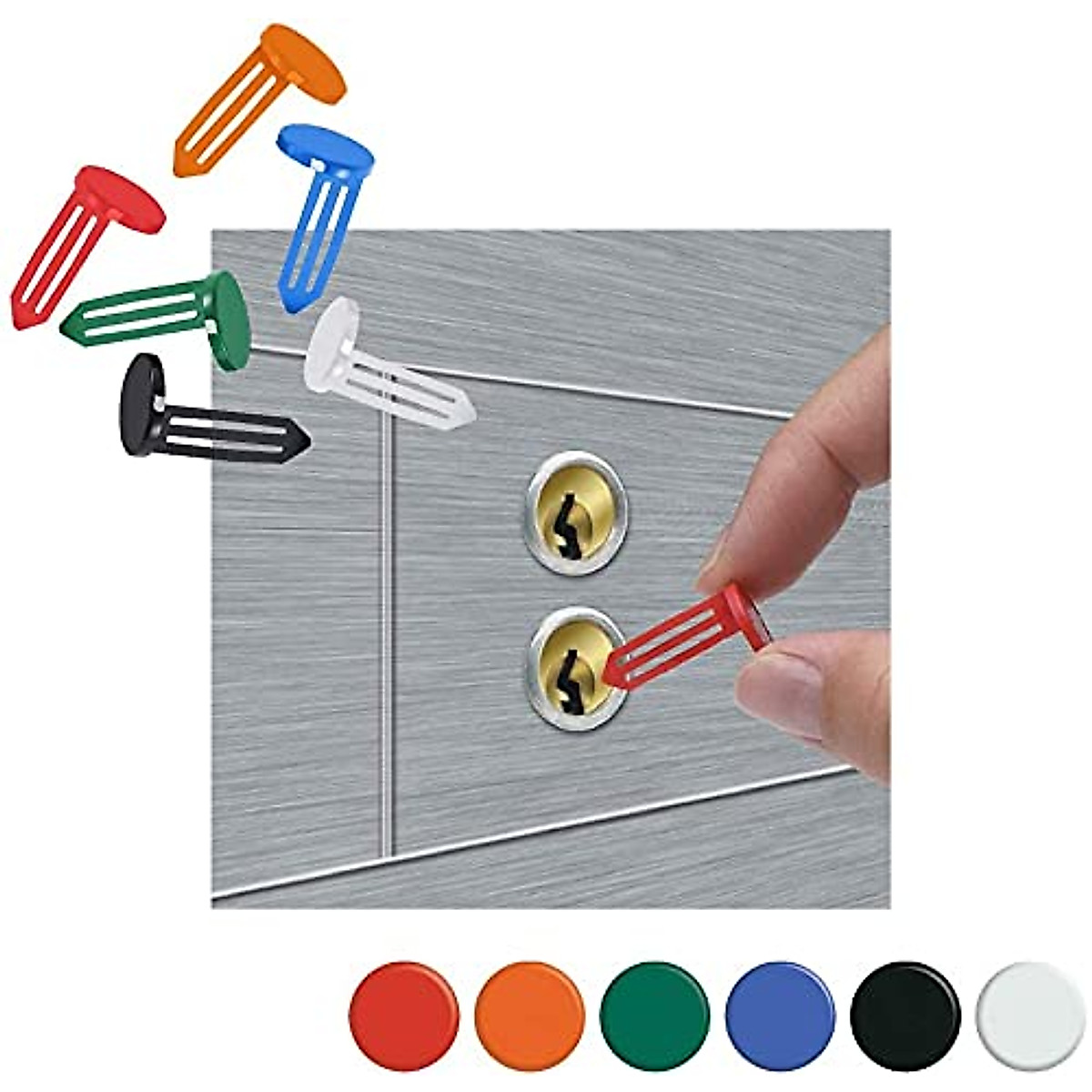 BankSupplies Keyhole Signals | White – Box Available for Rent | Vault Signal | Box of 25 | Non-Chip | Reusable & Long-Lasting | At-a-Glance Organization | Color Coded Plugs