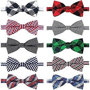 Dog Bow Ties, 10pcs KOOLMOX Dog Bowties, Dog Neck Ties With Adjustable Dog Bow Tie Collar, Plaid Puppy Bow Tie For Small Medium Boy Girl Dogs Cats Pet Summer Gifts Holiday Costume Grooming Accessories