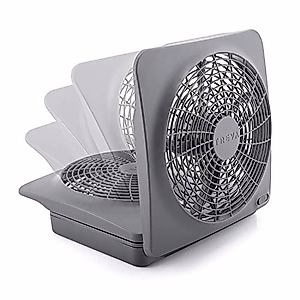 Treva 10-Inch Portable Desktop Air Circulation Battery Fan, 2 Speed, Compact Folding & Tilt Design, with AC Adapter - 2 Pack (Graphite)