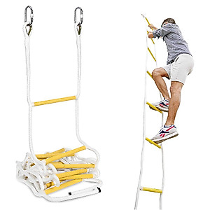 ISOP Flame Resistant Emergency Rope Ladder 13 ft with Spring Hooks and Universal Cabinet for Emergeny Equpment Fire Ladder, Fire Evacuation Set or Rescue Survival Kit