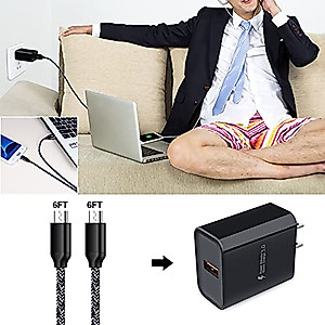 Android Fast Charger,Quick Charger 3.0 USB Fast Wall Charger Plug with Micro USB Cable Compatible for Motorola Moto E E5 E4 Plus/Play,E5 Supra,G5 G5S G4 Plus/Play,G6 Play/Forge,Moto Droid Turbo 2