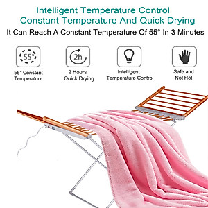 ZAVAYA Portable Electric Heated Clothes Dryer, 147 X 54 X 94cm Foldable Energy Saving Clothes Airer, Towel Warmer for Bathroom Laundry Room Apartment