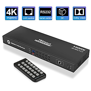 TESmart 8X1 HDMI KVM Switch 8 Port Enterprise Grade Support 4K@60Hz Ultra HD | RS232 | LAN Port | IP Control | Auto Scan | Rackmount [Control up to 8 PCs w/One Video Monitor, Keyboard, Mouse]