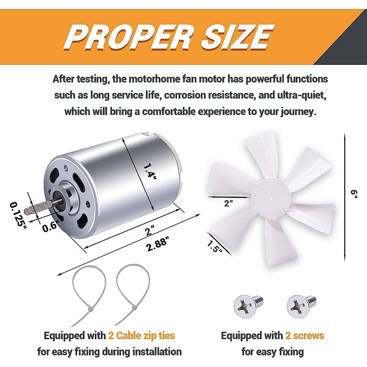 mankk 6" RV Vent Fan Blade with 12V D-Shaft RV Vent Motor Fan Blade Replacement RV Exhaust Fan Bathroom RV Exhaust Fan with 2 Screws 2 Zip Ties