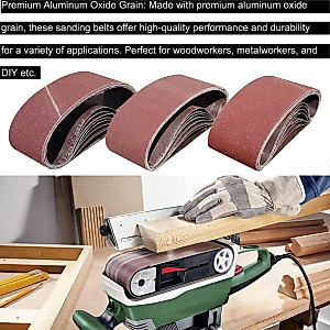 M-jump 18 PCS 3 x 21 inch Aluminum Oxide Sanding Belt Kit-Include 3 Each of 60 80 120 150 240 400 Grits-Premium Sandpaper Sander Belt for Portable Belt Sander
