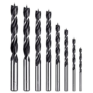 WEAVERBIRD 8PCS Brad Point Drill Bits,3-10mm Spiral Twist Wood Drill Bits Set High Speed Steel Reamer Set Woodworking Electric Drill Hole Opener Wood Drill Bit Set Reaming Drill for Wood Drill Bit Set