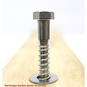Bolt Dropper 3/8" x 1-1/2" Stainless Hex Head Lag Bolt Screws, (25 Pack), 304 (18-8) Stainless Steel Coach Bolts/Large Screws for Wood with Plain Finish by Bolt Dropper