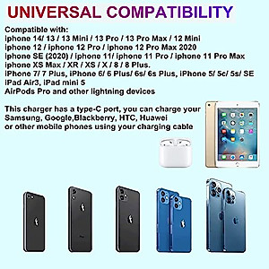 iPhone Fast Charger, [2-Pack] Power Adapter 20W PD USBC Charging Block 【Apple MFi Certified】 Super Fast Chargers Wall Plug with 5 ft Cords for iPhone 14/13/12/11/10 iPad Charger iPhone 14 Charger