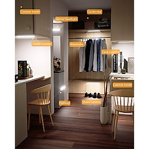 54-LED Under Cabinet Lights Wireless - Motion Sensor LED Kitchen Closet Counter Lighting with 1500mAh Rechargeable Battery & Magnetic Mount, Ideal Night Lights for Bedroom Babyroom Armoire Stair -2Pcs