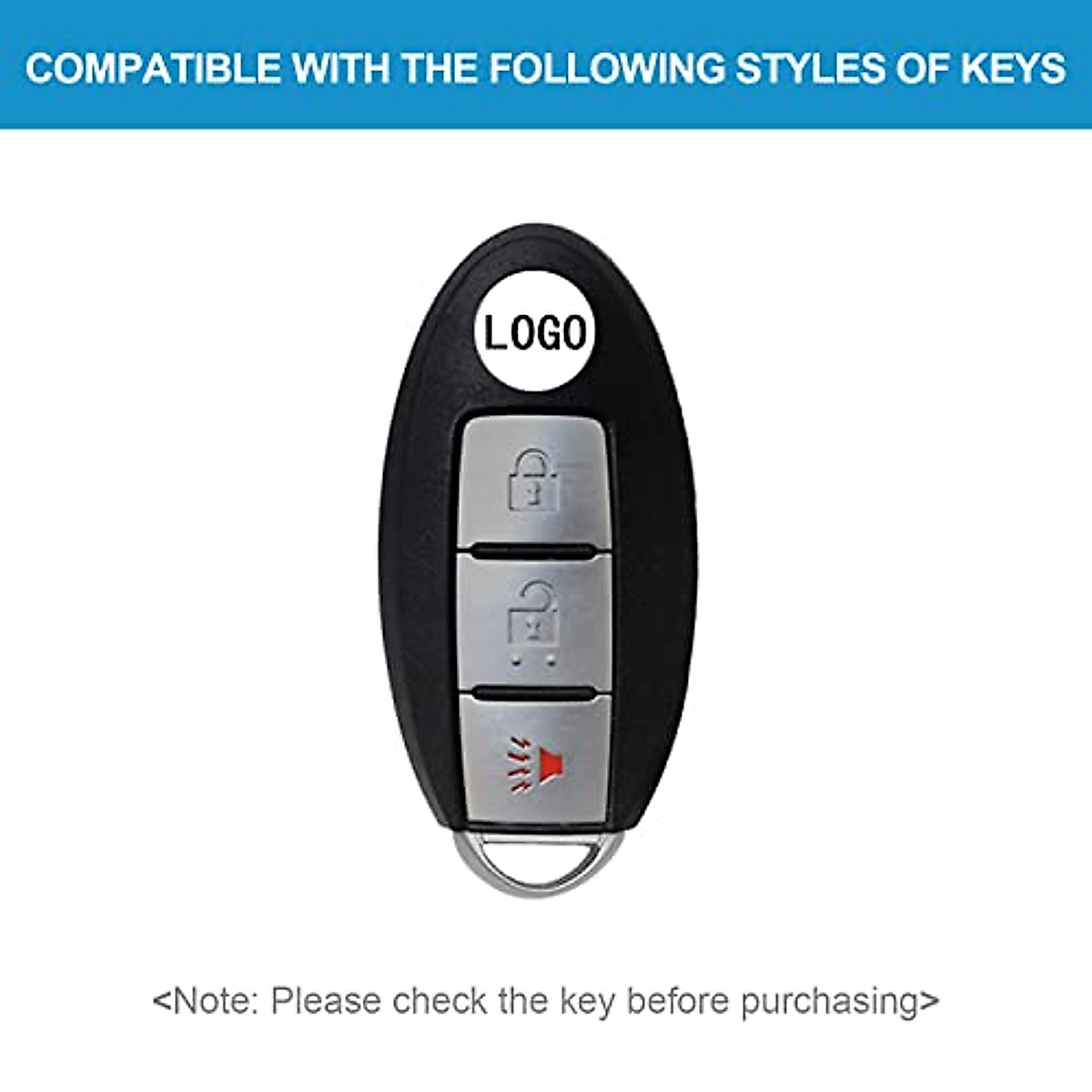 SK CUSTOM Key Fob Case Compatible with Infiniti EX35 EX37 FX35 FX37 FX45 FX50 Q70 QX70 QX50 for Nissan 370Z Armada Cube Juke Leaf Murano Pathfinder Quest Rogue Titan Versa 3 Button Keyless