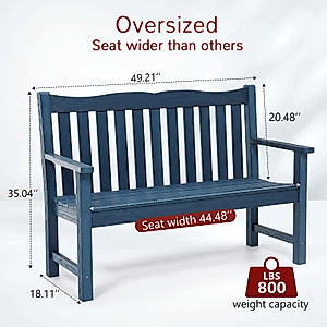 Stoog Oversized Patio Bench & Chairs Set, All-Weather Outdoor Furniture Set, Include 2 Patio Chairs and 1 Patio Bench, for Porch, Backyard, Lawn, Pool and Deck, Blue