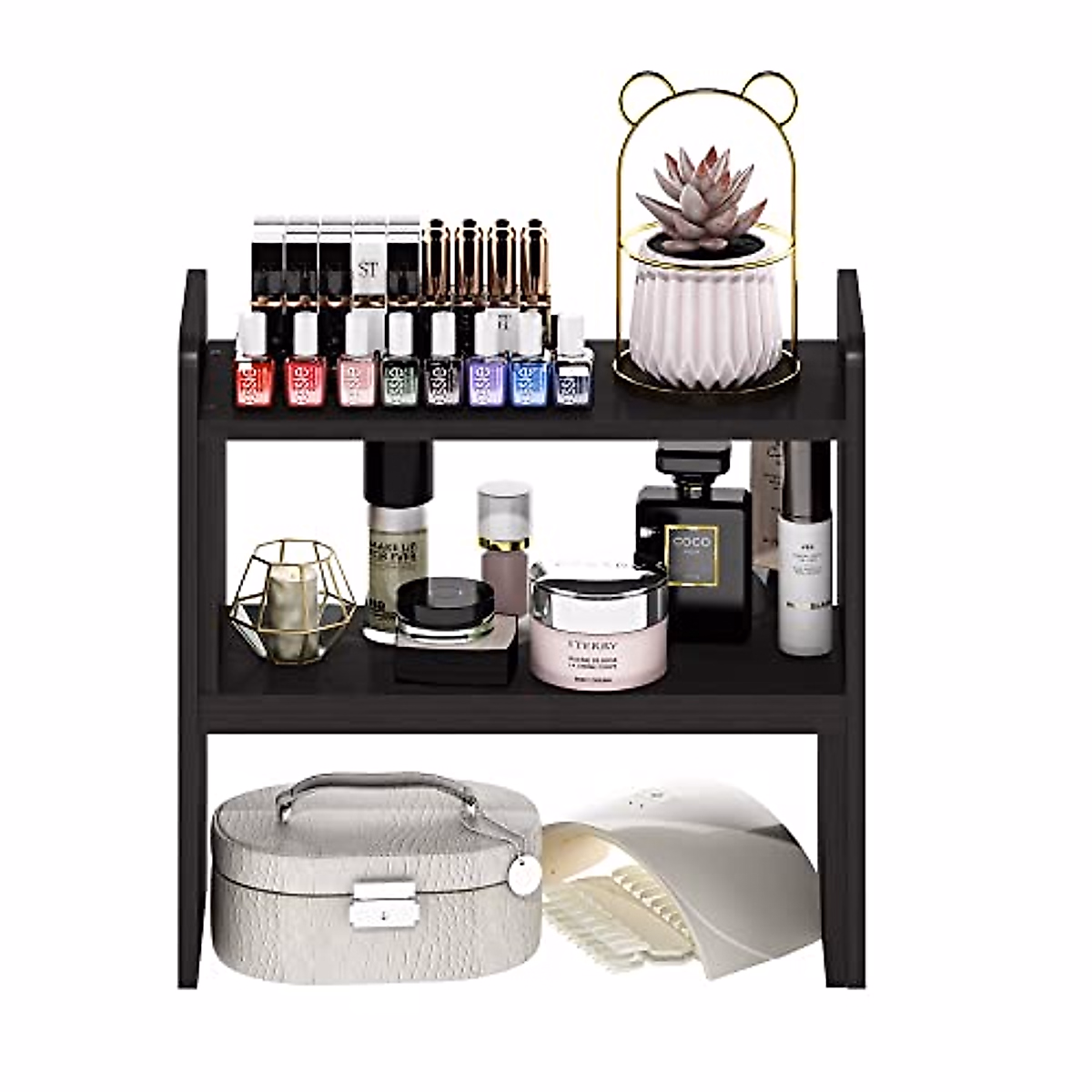 Furinno Classic Desktop Organizer Storage Rack Adjustable Free Style Rotation Display Bookshelf, Espresso 6.7D x 23.7W x 15.67H in