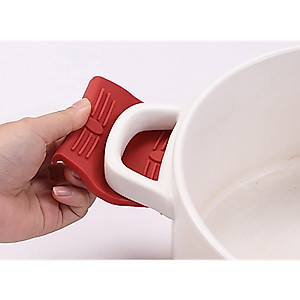 4 Pieces Silicone Hot Tool Holder Heat Resistant Potholder Cookware Handle Non Slip Rubber Pot Holders Handles Grip Covers for Cast Iron Skillet Silicone Cooking Kitchen Suits