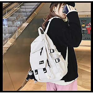 Casual Lightweight Backpack for Men Women Laptop Rucksack College School Bag Travel Durable Daypack for High School Teens (White)