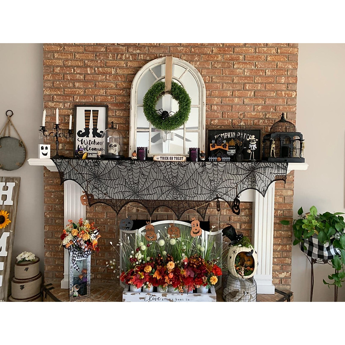 B-COOL Halloween Table Runners Lace 2 Packs Black Spider Web Linens Polyester Gathering Gothic Festival Fabric Decoration 18x72inch