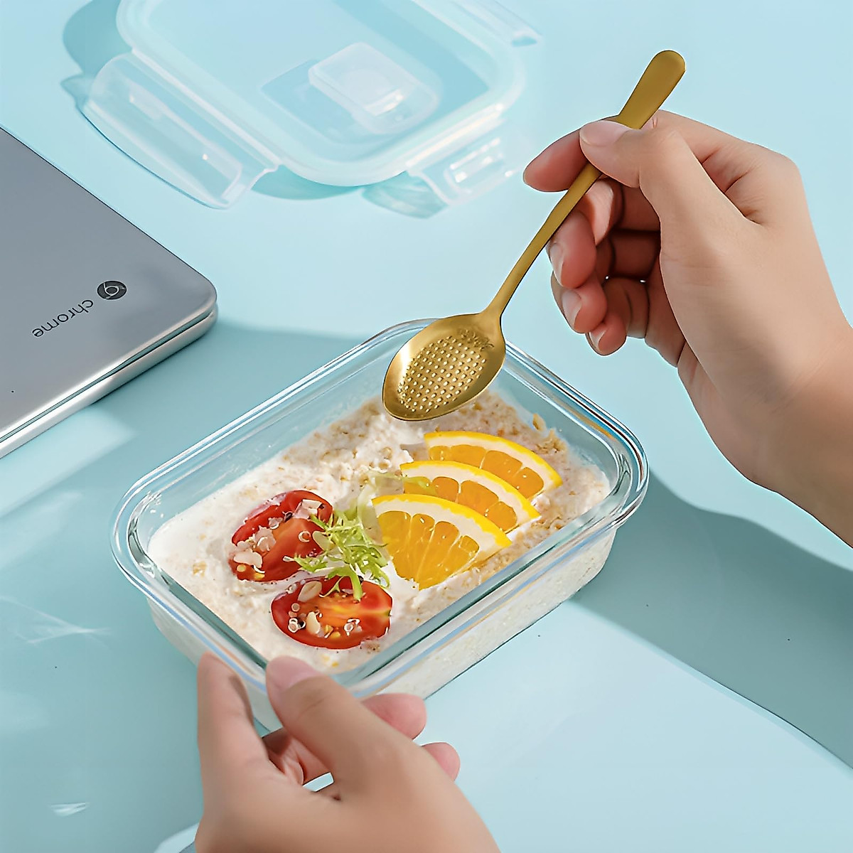 Luxurious Glass food Storage Containers with Lids 4 cup single Airtight 36 oz / 1040 ml Luxury Green lids Microwave & Freezer Safe BPA Free glass Meal Prep Containers with lids