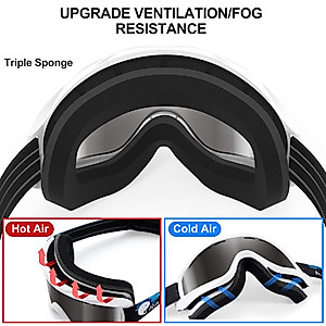 RABIGALA Ski Goggles Snow/Snowboard Goggles for Men Women Adult Youth Snowmobile Skiing Skating - 99.99% UV Protection Anti-fog
