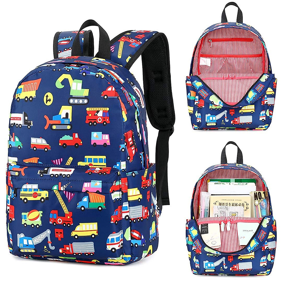 Bluboon Backpack for Kids Boys Preschool Kindergarten Backpack With Lunch Box School Bookbags (Navy Blue)