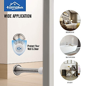 HOMOTEK 30 Pack Spring Door Stopper with Rubber Bumper Satin Nickel 3-1/8" Flexible Spring Heavy Duty Wall Door Stop Low Mounted Door Bumper for Home (Satin Nickel)