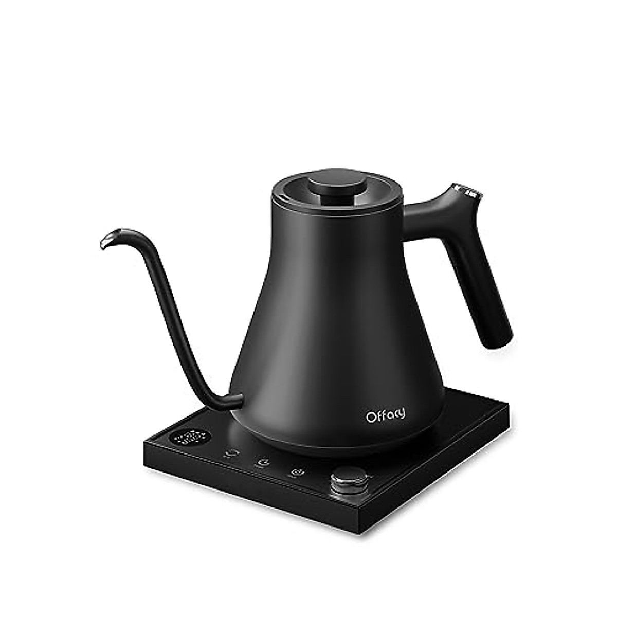 Gooseneck Electric Kettle, Offacy Pour Over Tea Kettles with LED Screen, ±1℉ Temperature Control, Full 304 Stainless Steel, Quick Heating, Hold, Mute, 0.68mm V-Shaped Spout, Hot Water Boiler, 0.9L