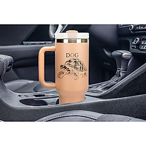 100 North Turtle Dog Elden Meme Ring Video Game Wrap-Around 40 Oz. Stainless Steel Water Bottle Coffee Mug, Spill & Leak Resistant, Travel Tumbler with Handle, Lid & Straw, Navy Blue