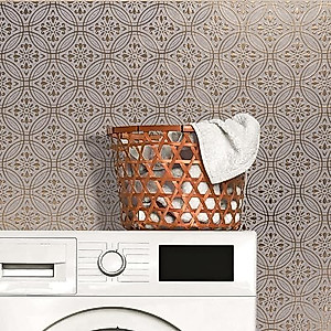 24-Pack of 8 x 8" Paper Wall Tiles Peel and Stick Kitchen Backsplash. Renter Friendly Paper Backsplash in Metallic Gold Pastel Painted Design. Self Stick Paper Wall Tiles for Your Home