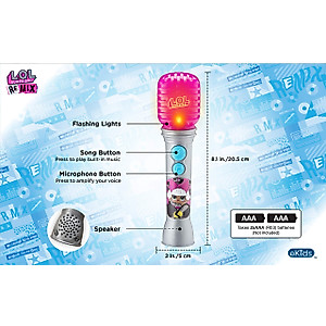 eKids LOL Surprise OMG Remix Toy Microphone for Kids with Built in Music and Flashing Lights, Musical Toy Designed for Fans of LOL Surprise Toys for Girls Pink Small