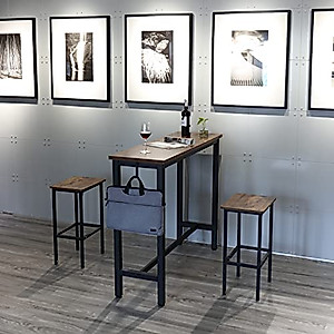 Finnhomy Bar Table Set, 47" Pub Table High Top Table, Rectangular Bar Height Table, Bar Table with Stools, Kitchen Table Set for 2, Industrial Breakfast for Kitchen, Living Room, Rustic Brown