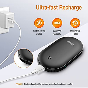 BESKAR Rechargeable Hand Warmer, USB Electric Handwarmer with Double-Sided Heating & Quick Charge, Portable Pocket Hand Warmer & Powerbank for Outdoor, Golf, Raynauds